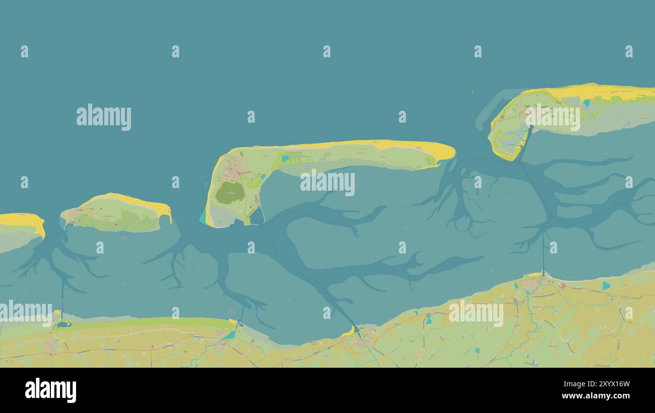 Langeoog Island in the North Sea on a topographic, OSM Humanitarian ...