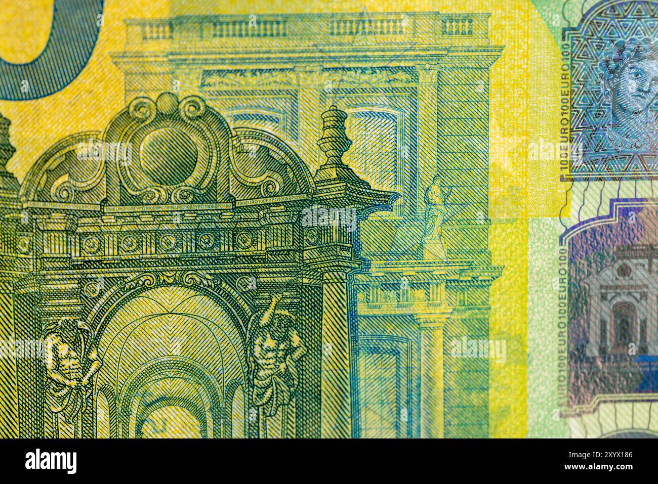 a close-up of the hundred euro of the European Union of the new sample ...