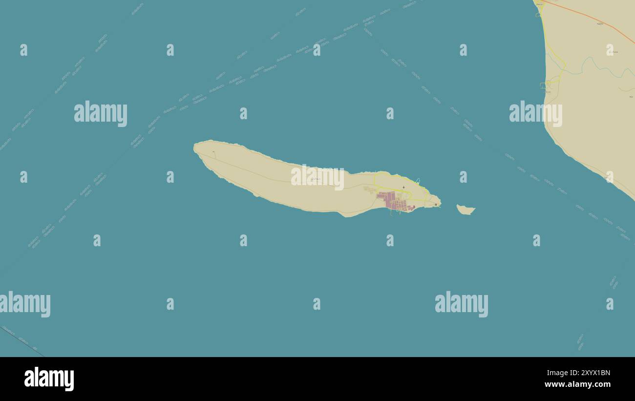 Lavan Island in the Persian Gulf on a topographic, OSM Humanitarian ...
