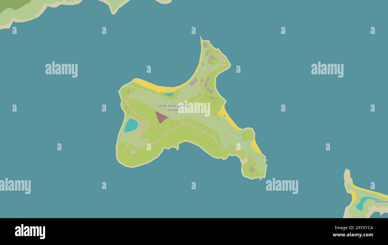 Little Saint James Island in the Caribbean Sea on a topographic, OSM ...