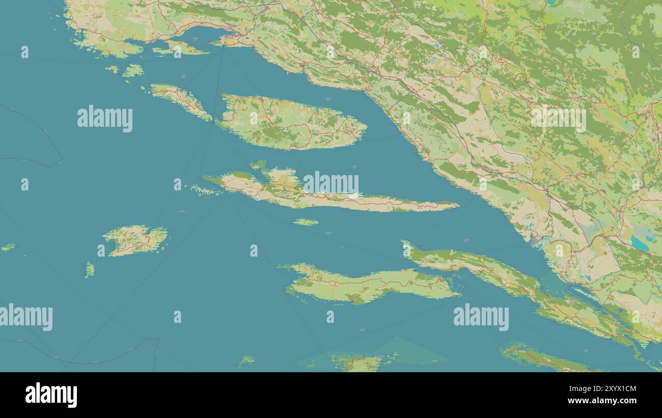 Lesina Island in the Adriatic Sea on a topographic, OSM Humanitarian ...