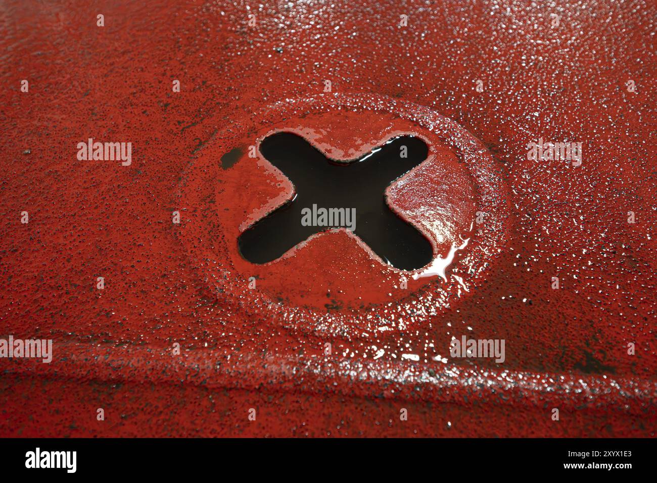 X shaped strap fastening point on a ferry deck for securing vehicles ...