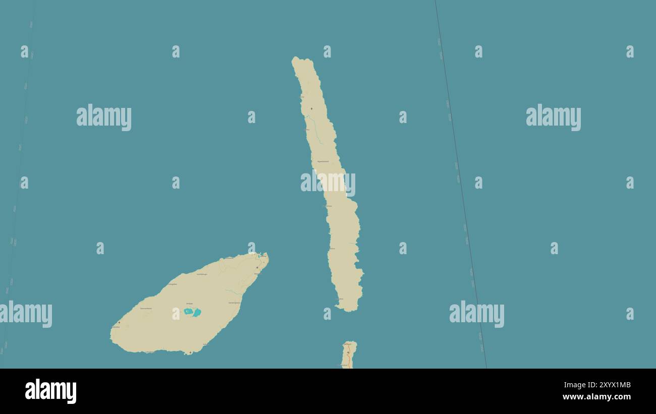 Maewo Island in the Coral Sea on a topographic, OSM Humanitarian style ...