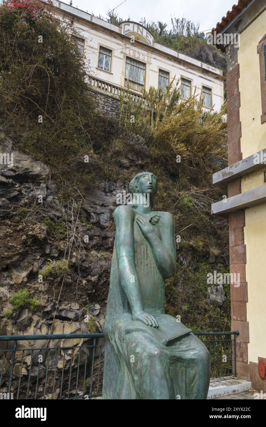 Statue of Lady Justice in front of the court in Ponta do Sol, Madeira ...