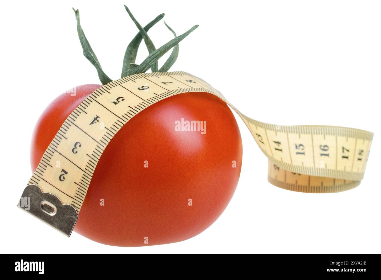 Fresh Tomato with measuring tape on white background Stock Photo - Alamy