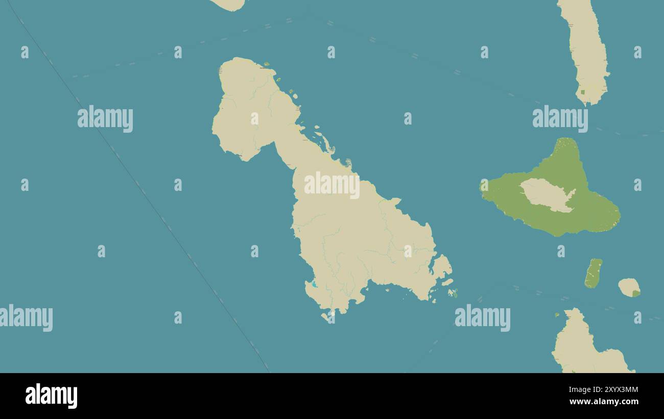 Malakula Island in the Coral Sea on a topographic, OSM Humanitarian ...