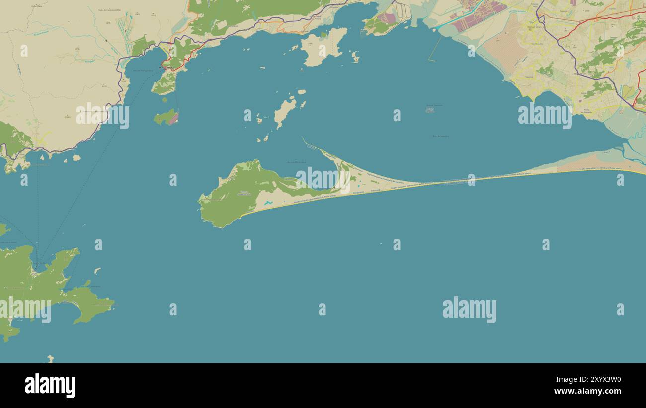 Ilha da Marambaia in the South Atlantic Ocean on a topographic, OSM ...