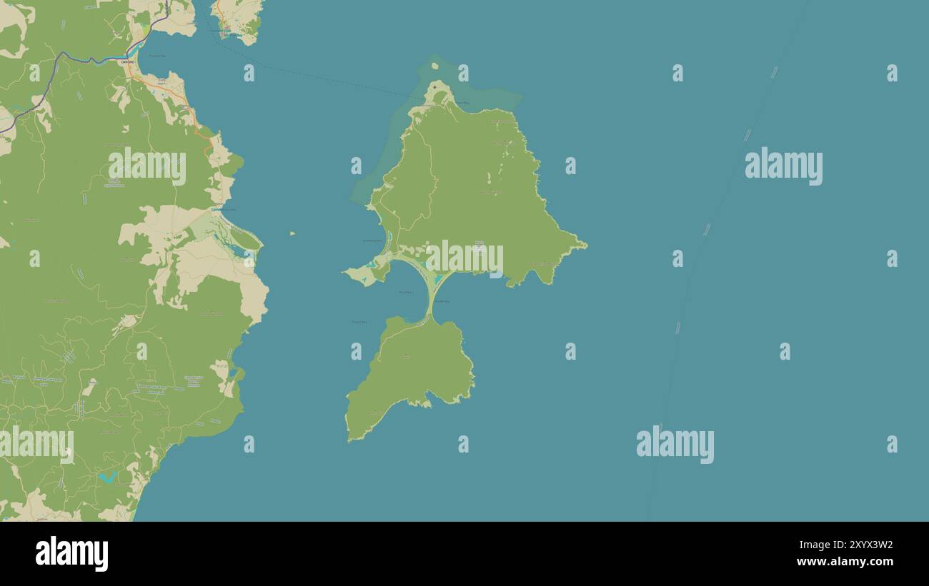 Maria Island in the Tasman Sea on a topographic, OSM Humanitarian style ...