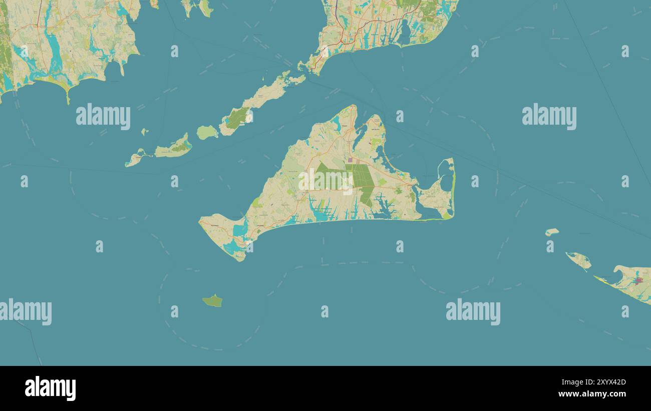 Martha's Vineyard Island in the North Atlantic Ocean on a topographic ...