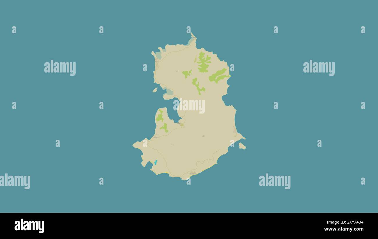 Matuku Island in the South Pacific Ocean on a topographic, OSM ...