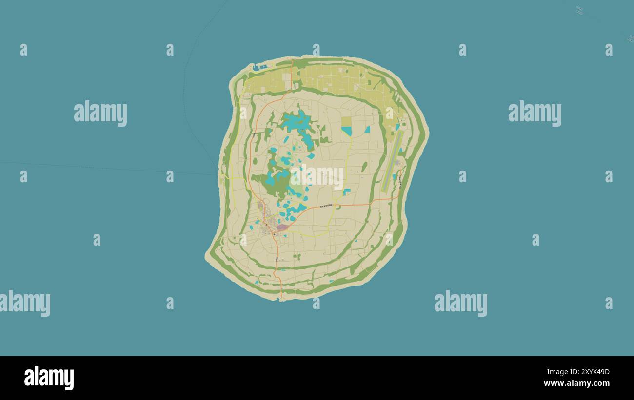 Minamidaitojima in the Philippine Sea on a topographic, OSM ...