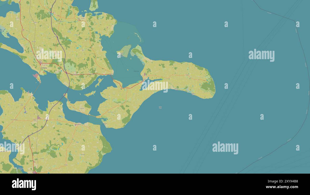 Mn Island in the Kattegat on a topographic, OSM Humanitarian style map Stock Photo - Alamy
