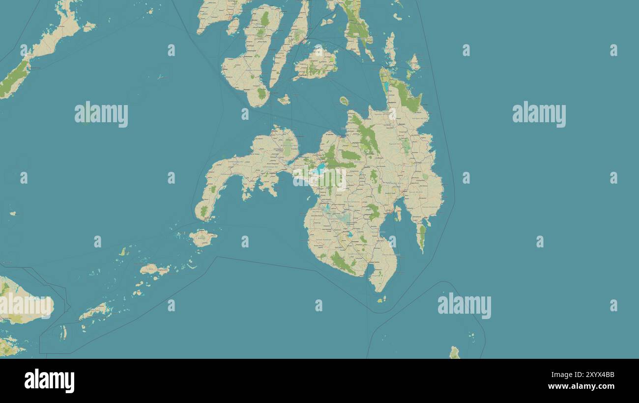 Mindanao Island in the Sulu Sea on a topographic, OSM Humanitarian style map Stock Photo - Alamy