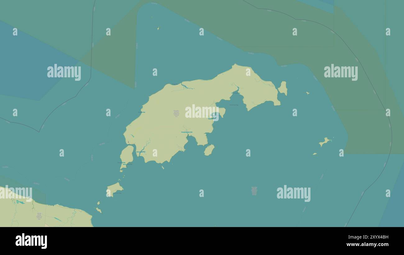 Mornington Island in the Arafura Sea on a topographic, OSM Humanitarian ...