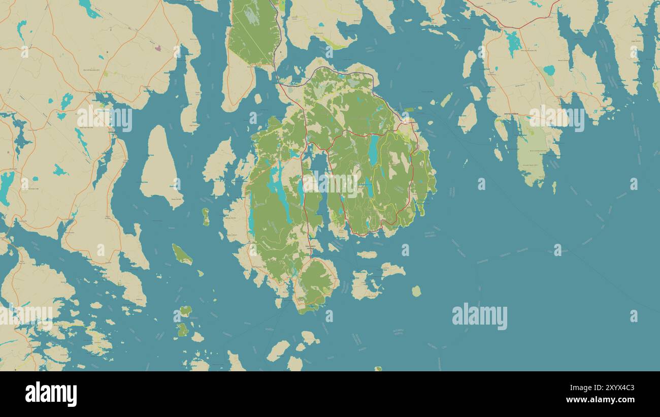 Mount Desert Island in the North Atlantic Ocean on a topographic, OSM ...