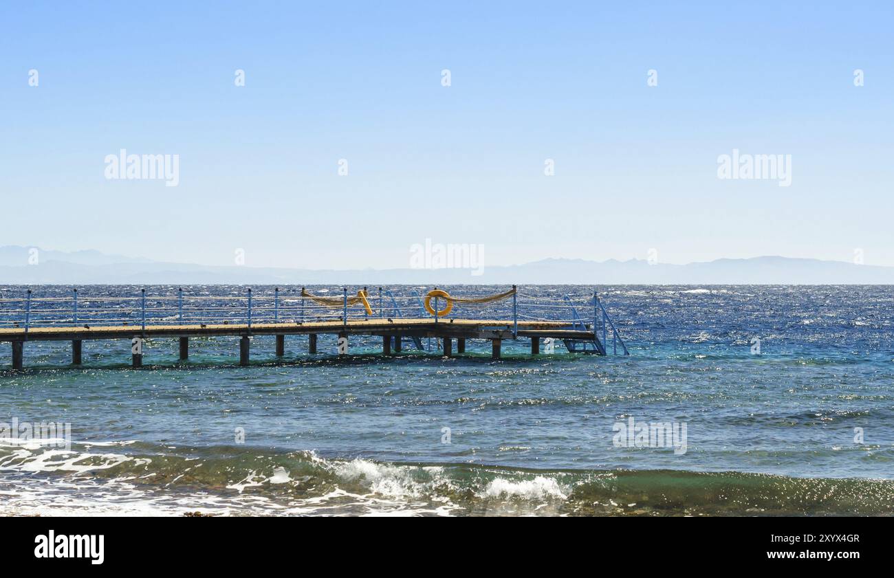 Platform with orange lifeline in the Red Sea in Egypt Dahab Stock Photo ...