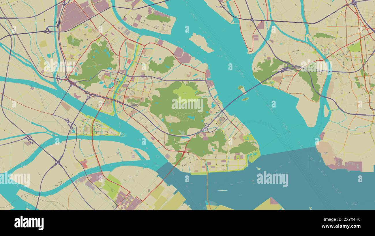 Nansha Island in the South China Sea on a topographic, OSM Humanitarian ...