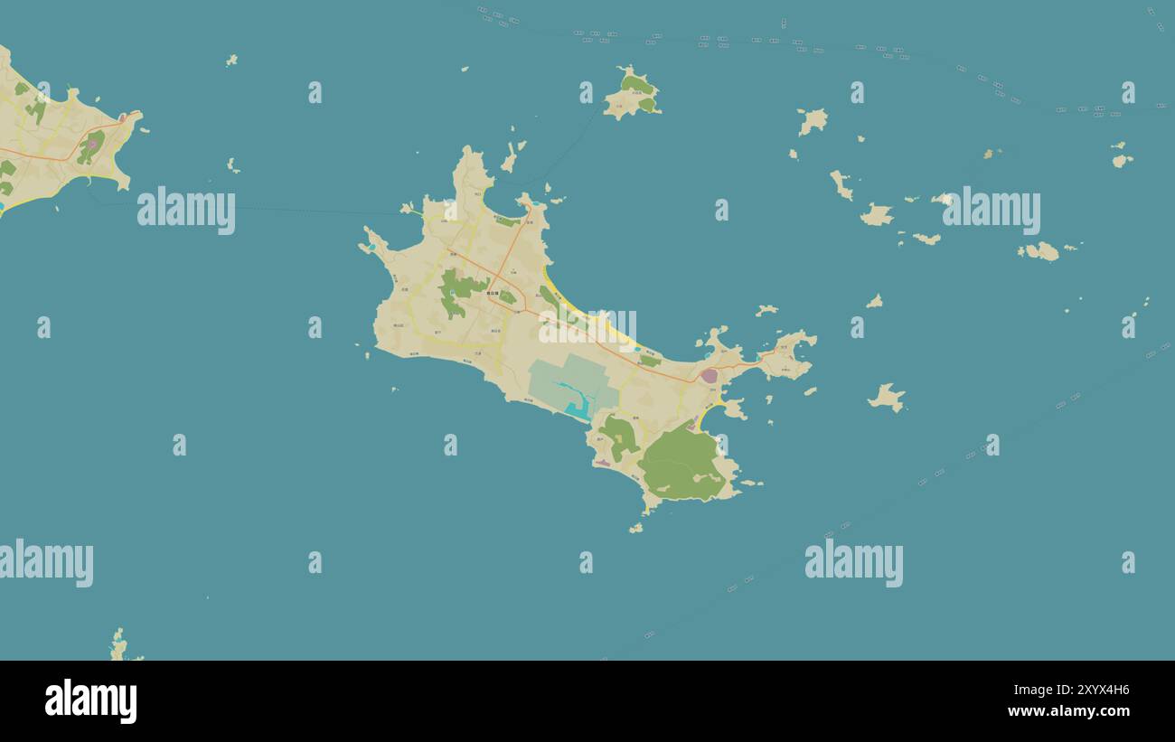 Nanri Island in the South China Sea on a topographic, OSM Humanitarian ...