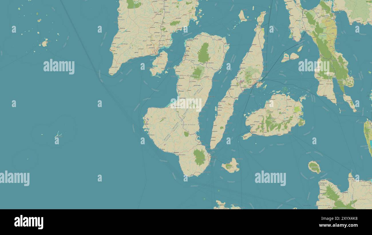 Negros Island in the Sulu Sea on a topographic, OSM Humanitarian style map Stock Photo - Alamy