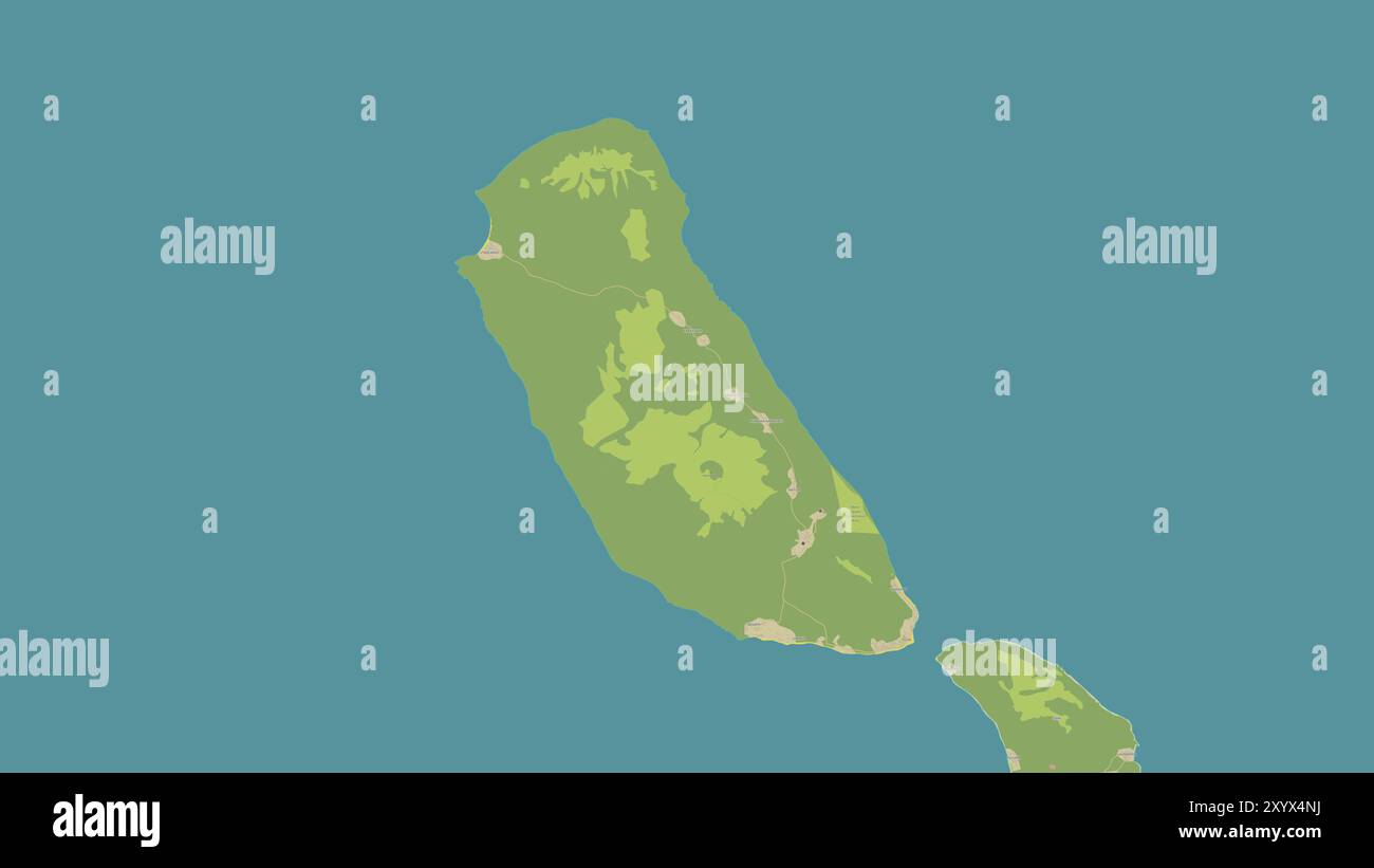 Nguna Island in the Coral Sea on a topographic, OSM Humanitarian style ...