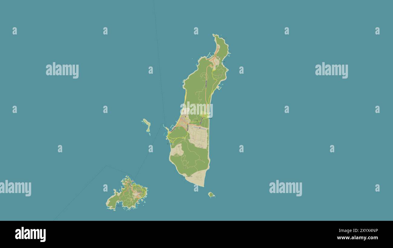 Niijima in the Philippine Sea on a topographic, OSM Humanitarian style ...