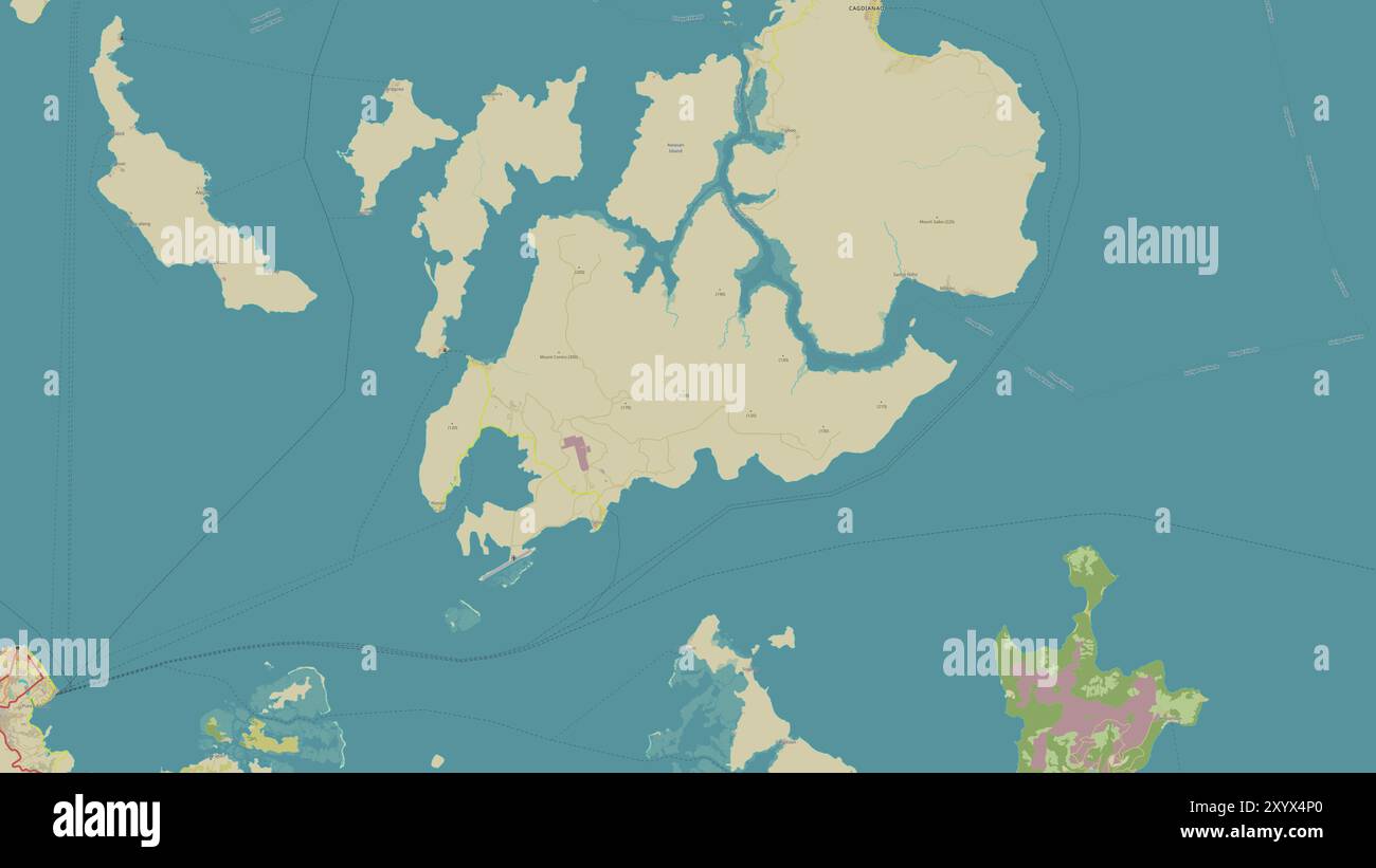 Nonoc Island in the Philippine Sea on a topographic, OSM Humanitarian ...