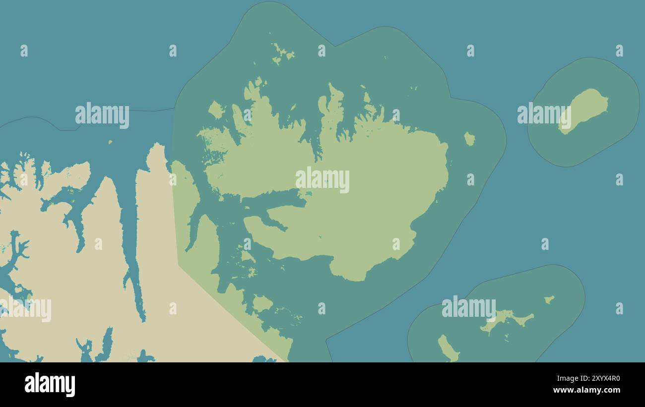 North East Land Island in the Barents Sea on a topographic, OSM Humanitarian style map Stock ...