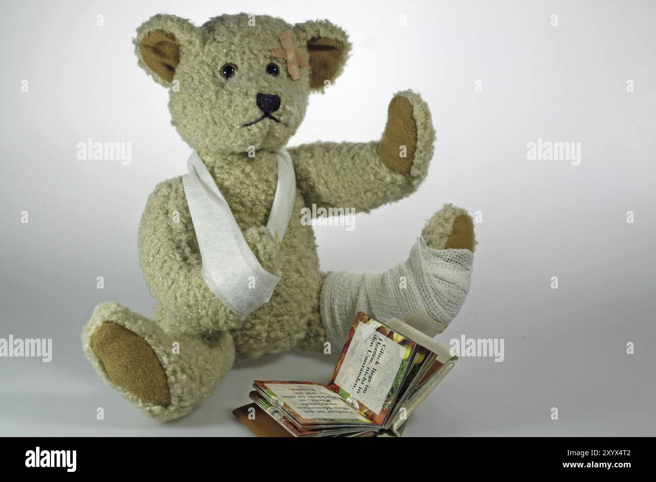 Connected teddy bear with book Stock Photo - Alamy