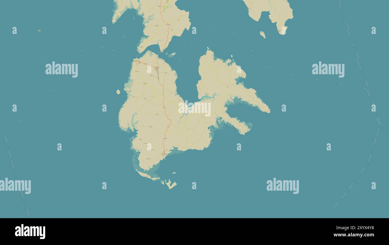 Olutanga Island in the Celebes Sea on a topographic, OSM Humanitarian ...
