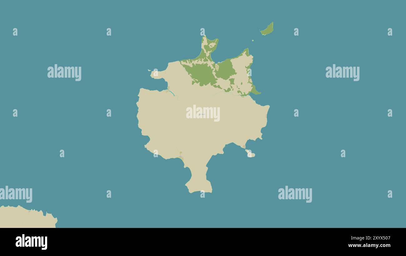 Ono Island in the South Pacific Ocean on a topographic, OSM ...