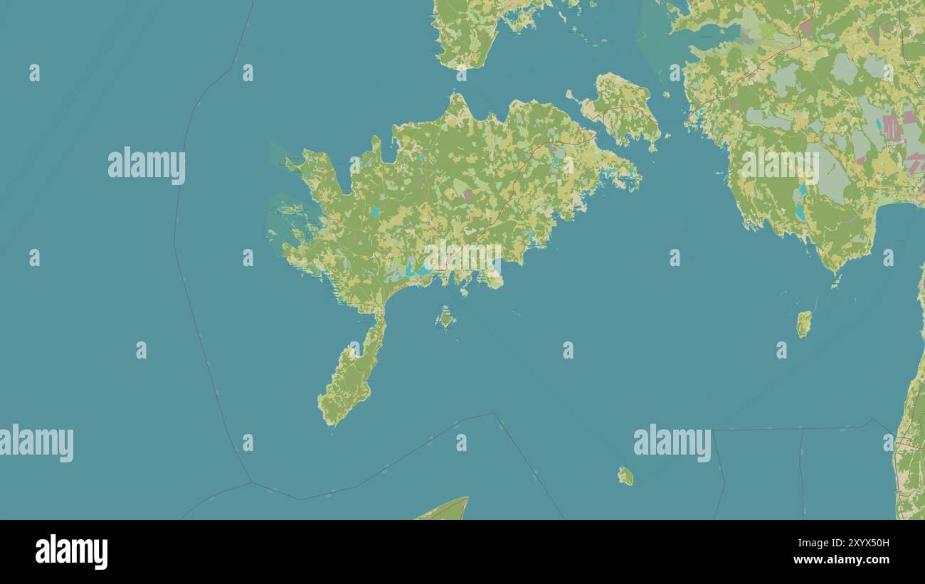 Osel Island in the Baltic Sea on a topographic, OSM Humanitarian style ...