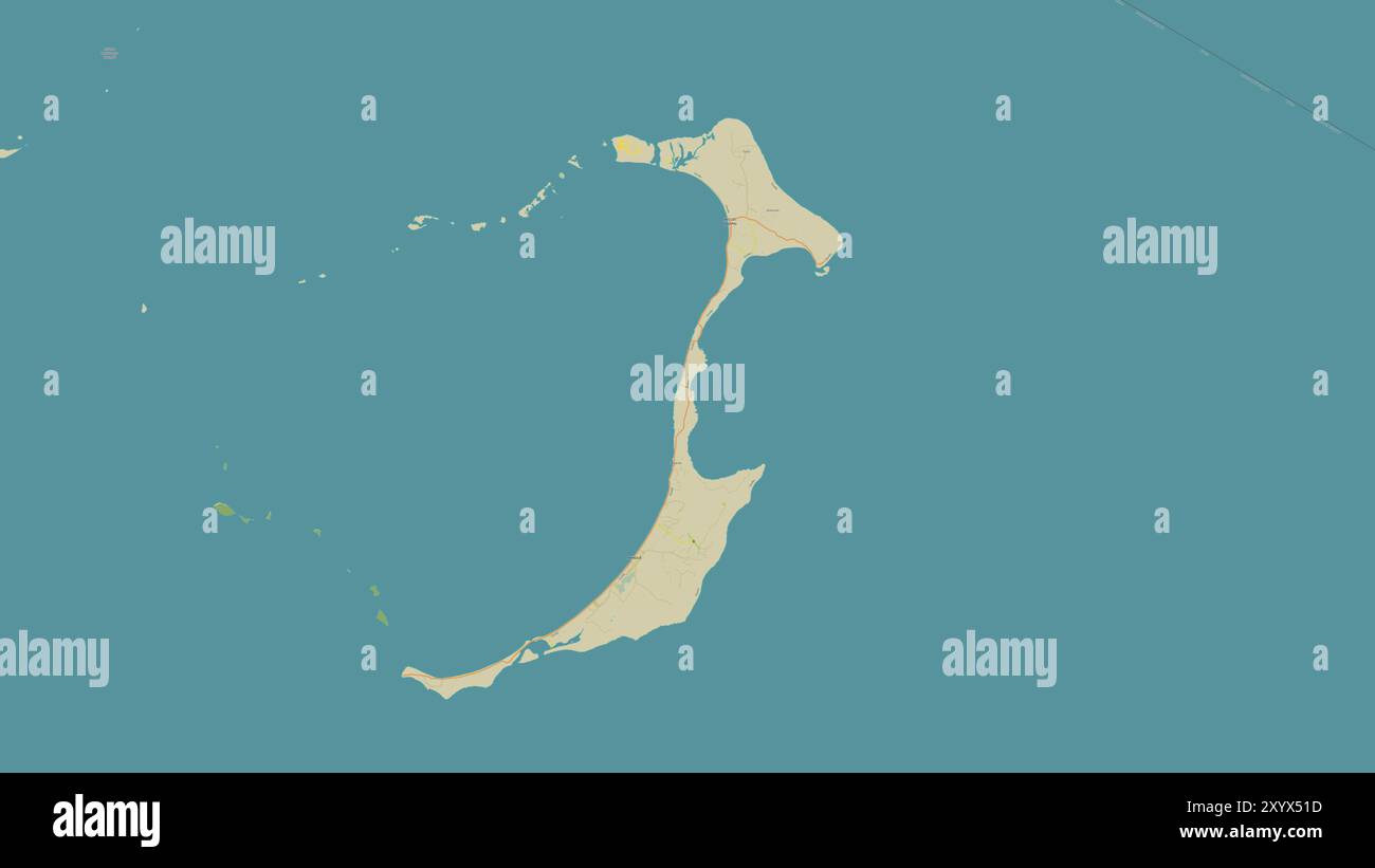 Ouvea Island in the Coral Sea on a topographic, OSM Humanitarian style ...