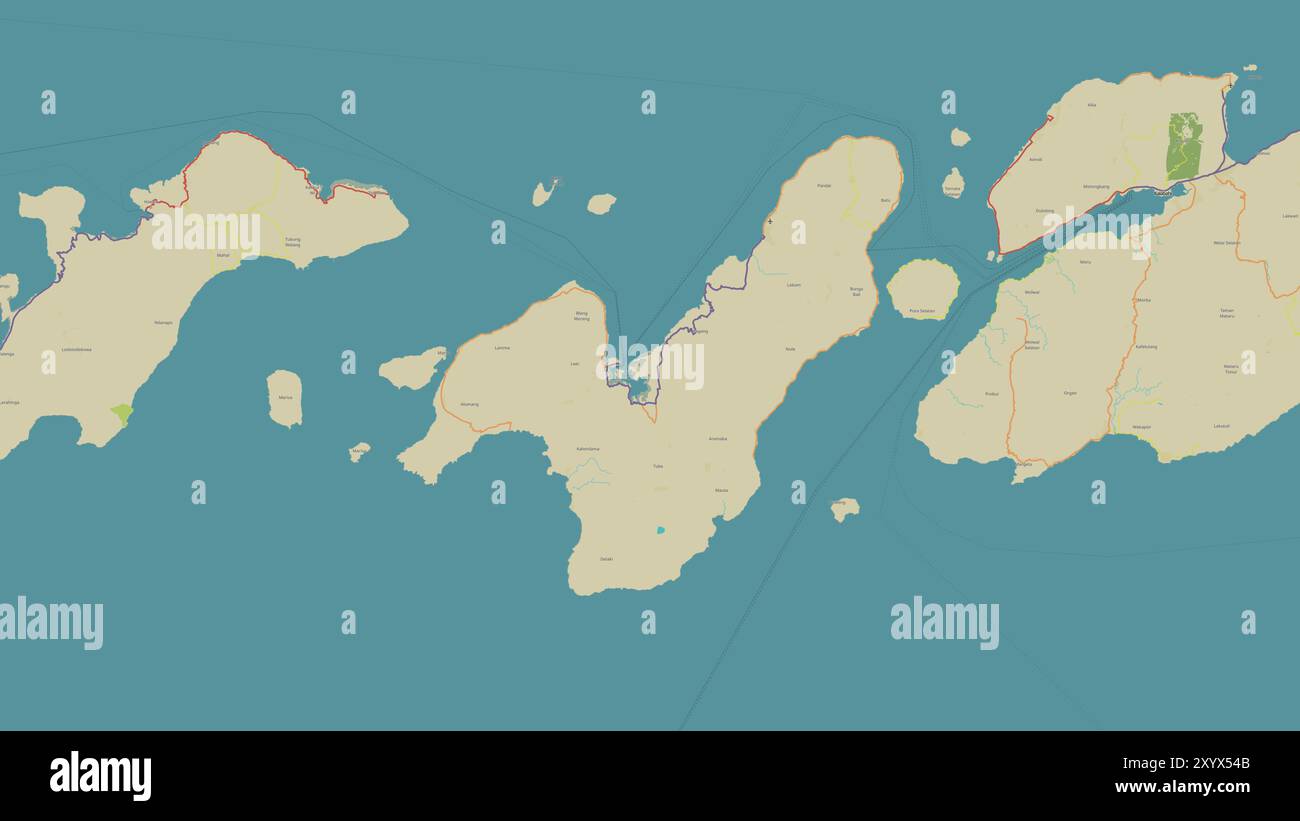 Pulau Pantar in the Savu Sea on a topographic, OSM Humanitarian style ...