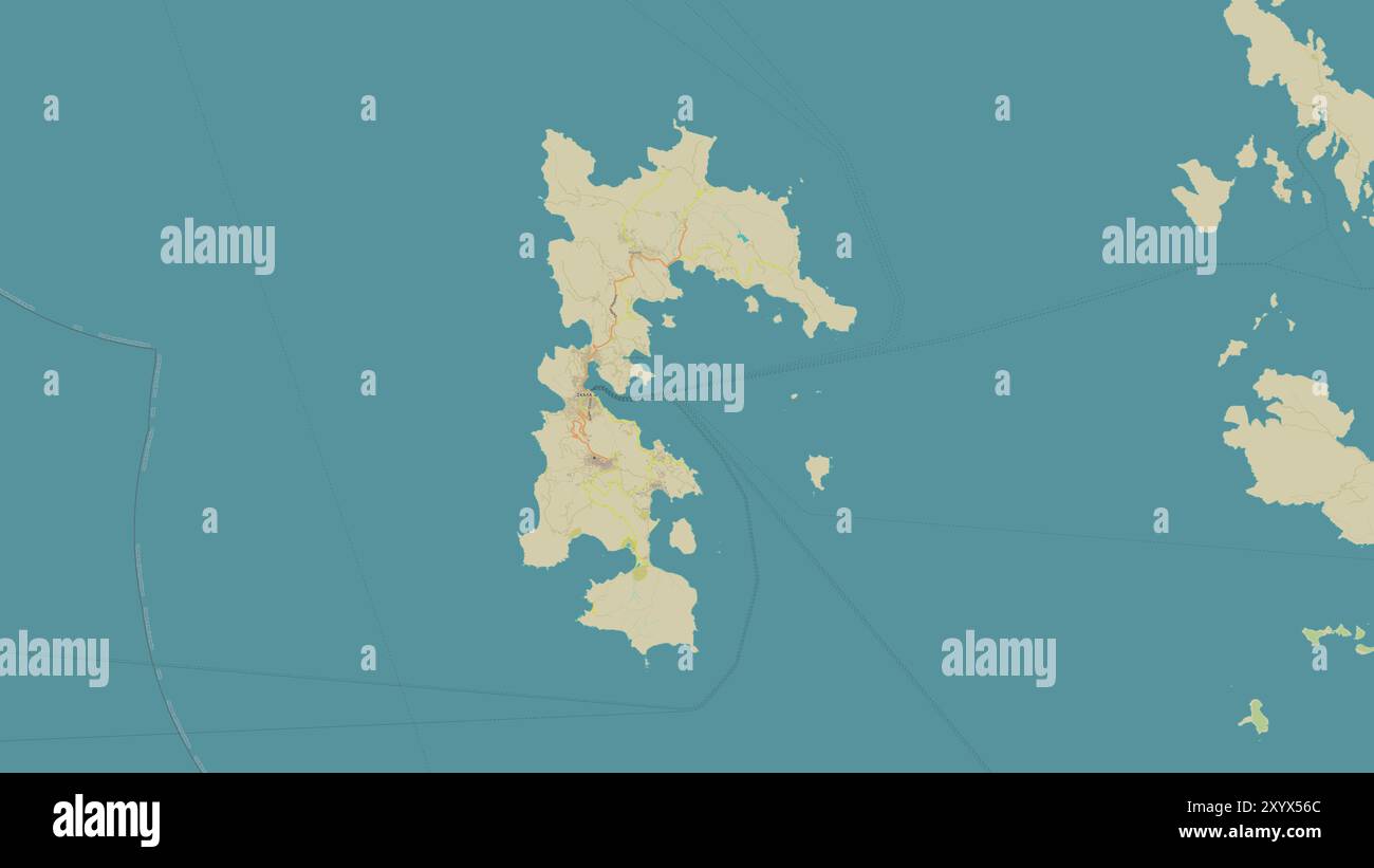 Patmos Island in the Aegean Sea on a topographic, OSM Humanitarian ...