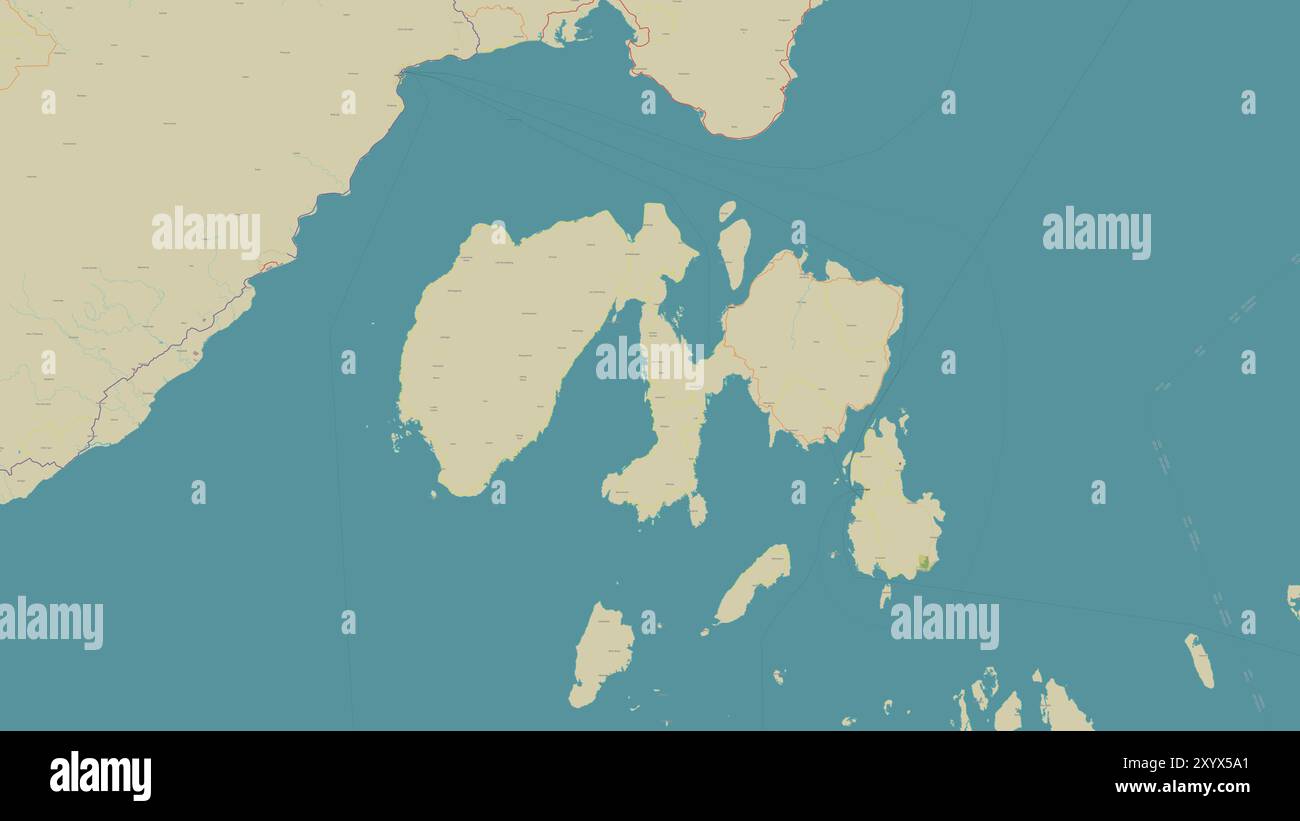 Pulau Peleng in the Banda Sea on a topographic, OSM Humanitarian style ...