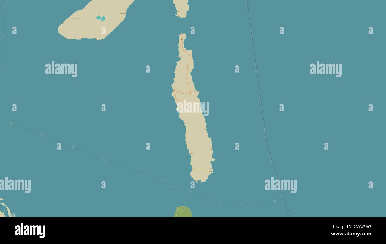 Pentecost Island in the Coral Sea on a topographic, OSM Humanitarian ...
