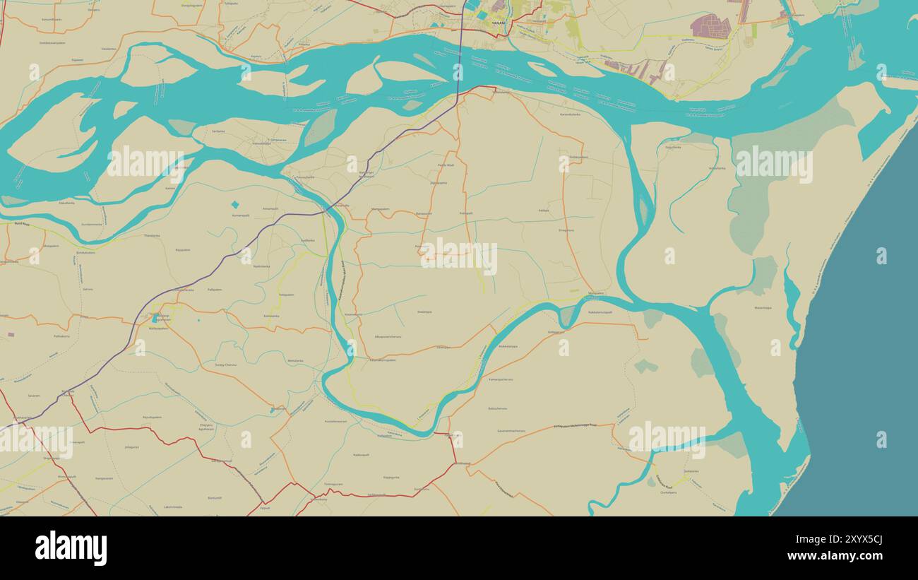 Polavaram Island in the Bay of Bengal on a topographic, OSM ...