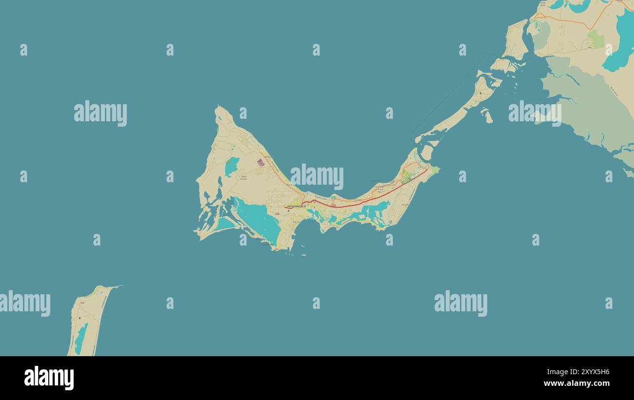 Providenciales Island in the North Atlantic Ocean on a topographic, OSM ...