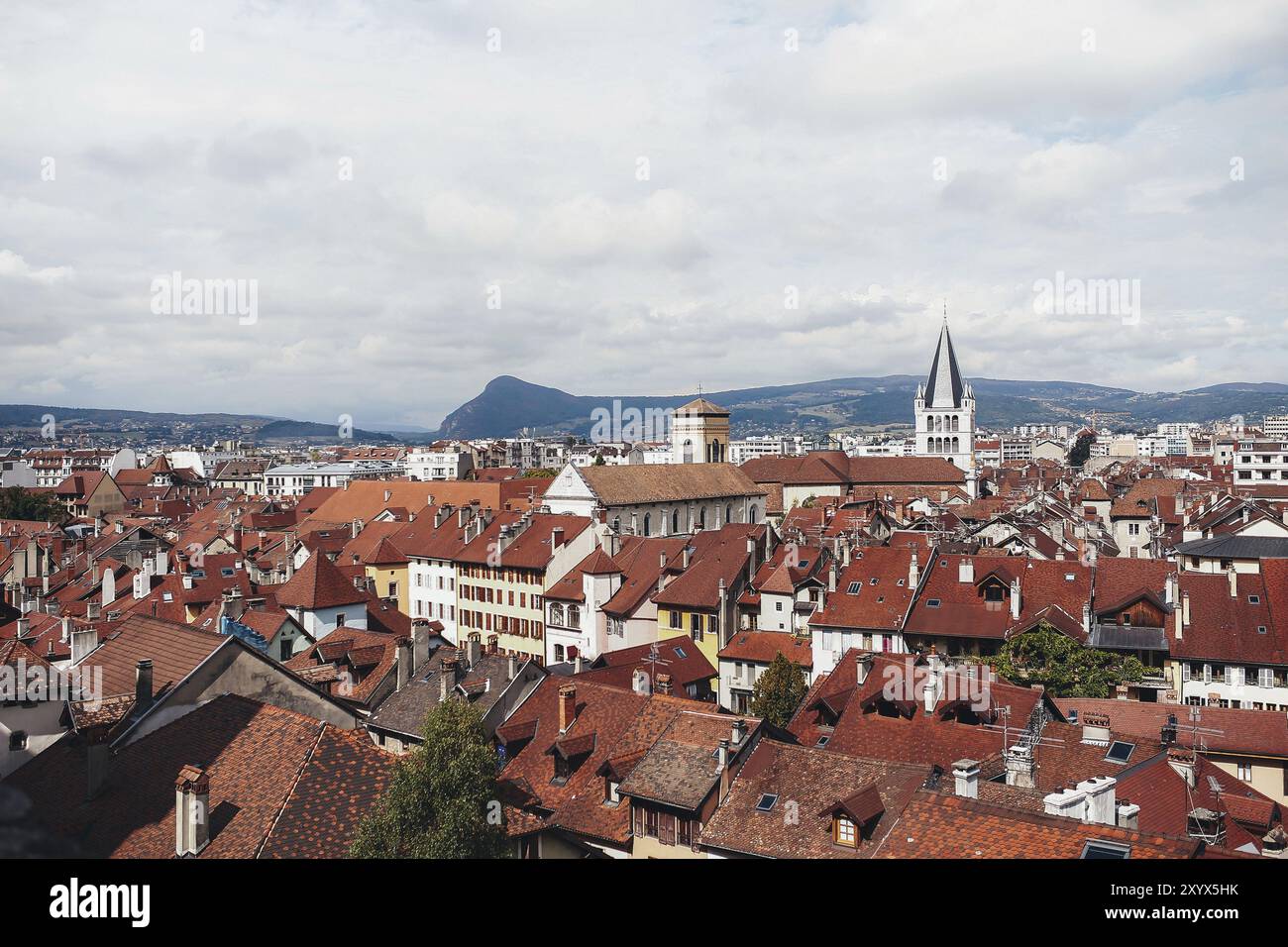 Annecy city, top view. Tile roofs Stock Photo - Alamy