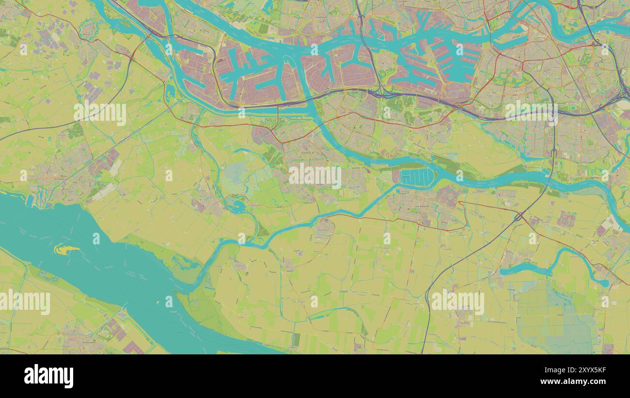 Putten Island in the North Sea on a topographic, OSM Humanitarian style ...