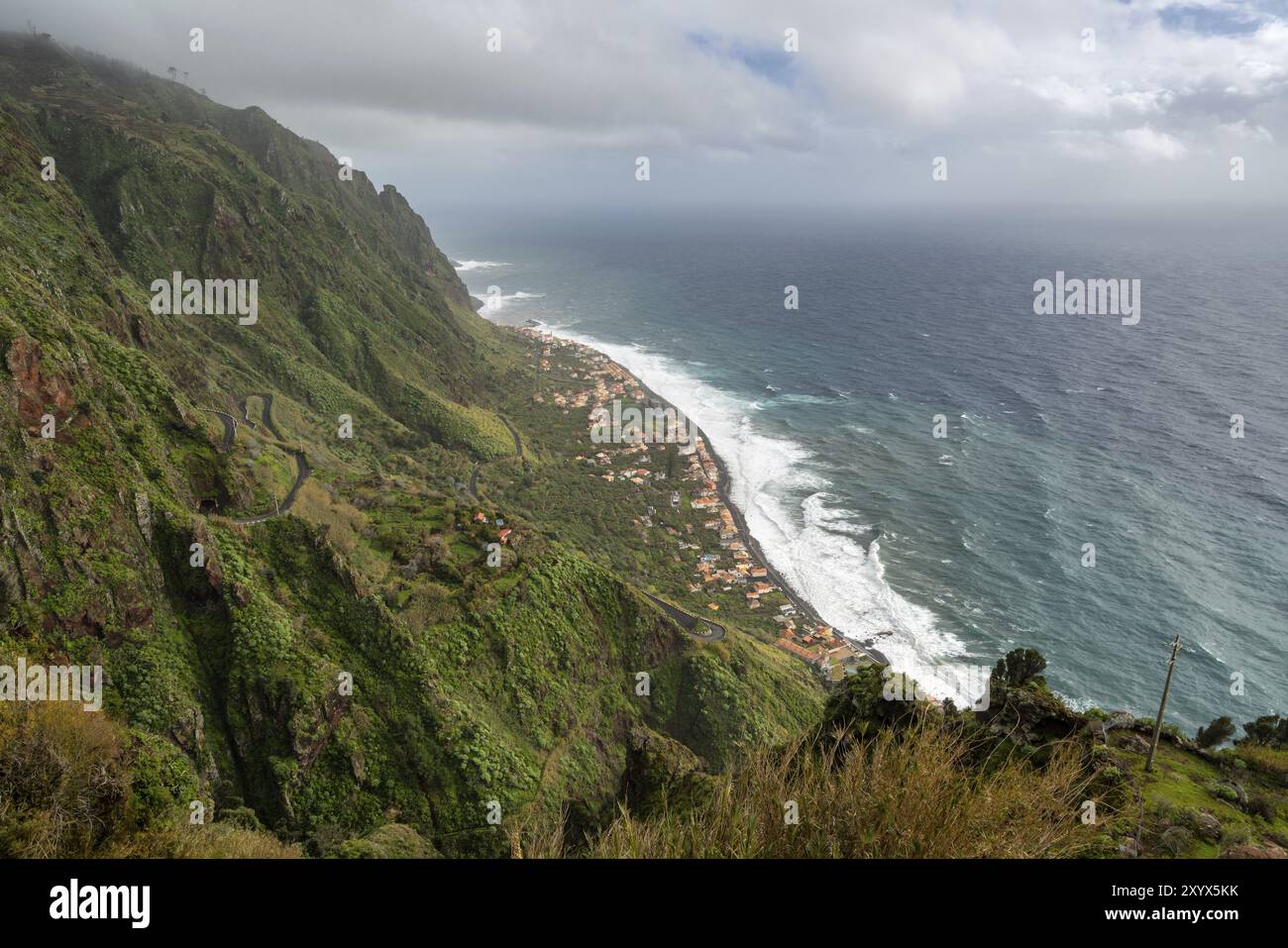 Aerial view of Paul do Mar from Faja da Ovelha in Madeira Stock Photo ...