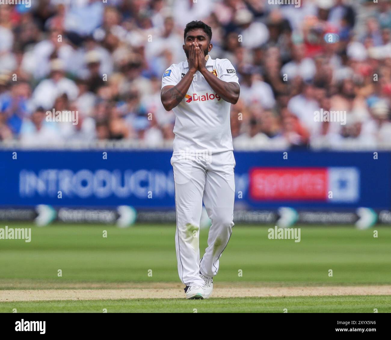 Asitha Fernando of Sri Lanka reacts during England v Sri Lanka 2nd ...