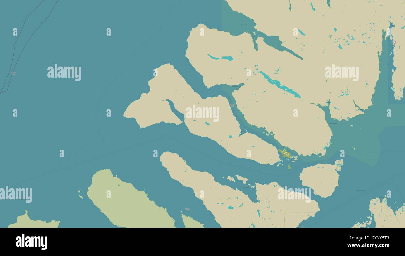 Raspberry Island in the Gulf of Alaska on a topographic, OSM ...