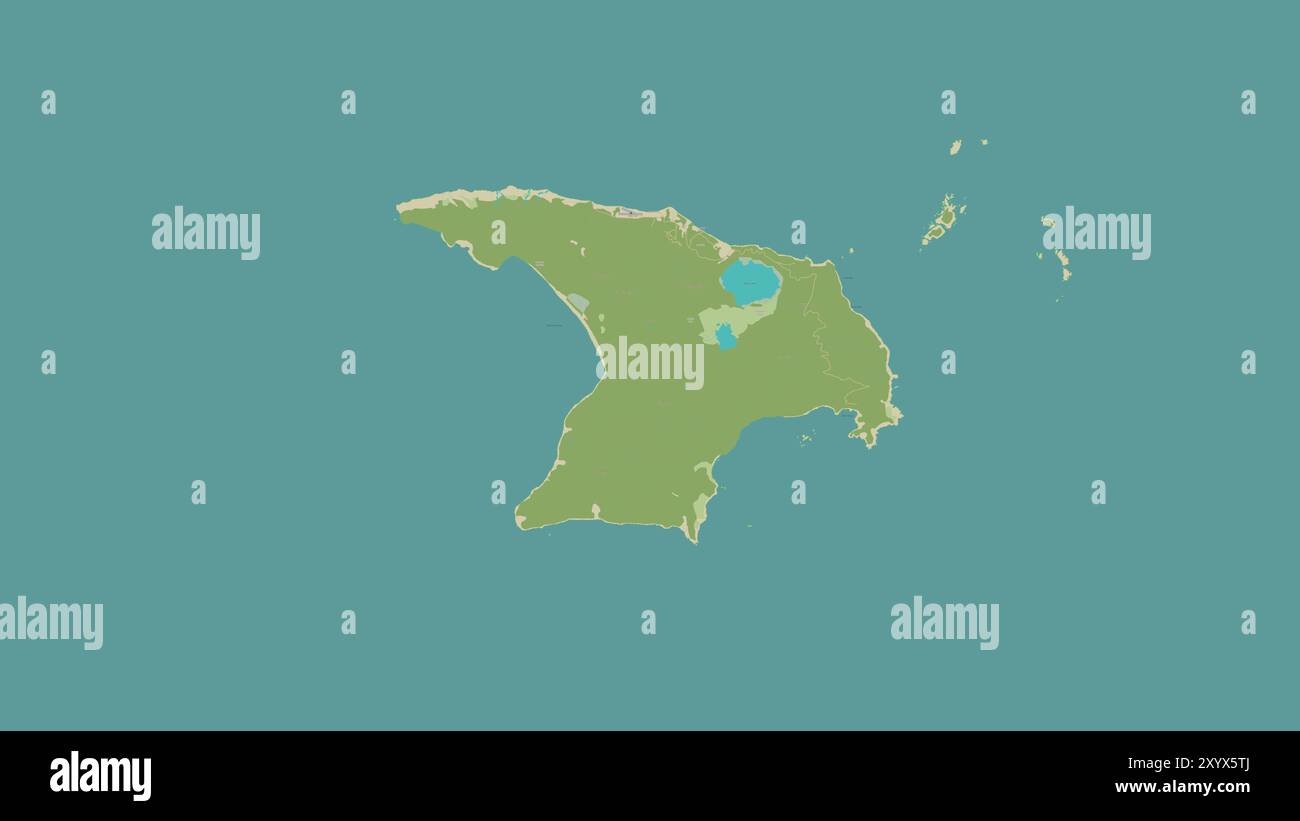 Raoul Island in the South Pacific Ocean on a topographic, OSM ...