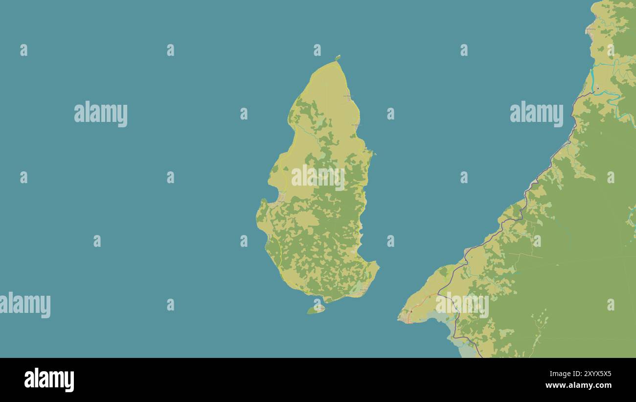 Pulau Rau in the Molukka Sea on a topographic, OSM Humanitarian style ...