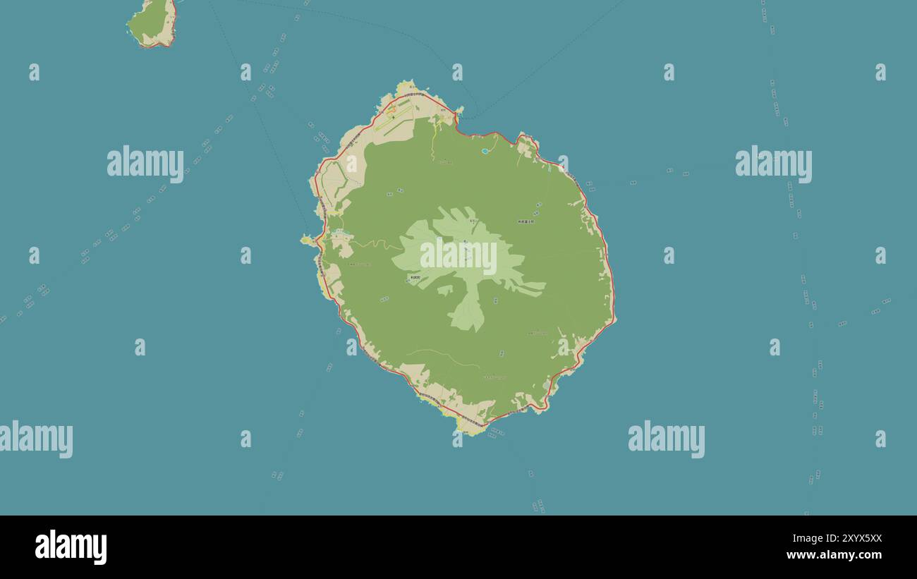 Rishiri Island in the Japan Sea on a topographic, OSM Humanitarian ...