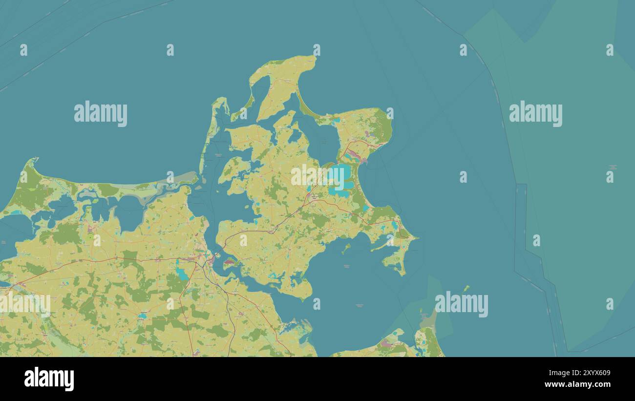 Rugen Island in the Baltic Sea on a topographic, OSM Humanitarian style ...