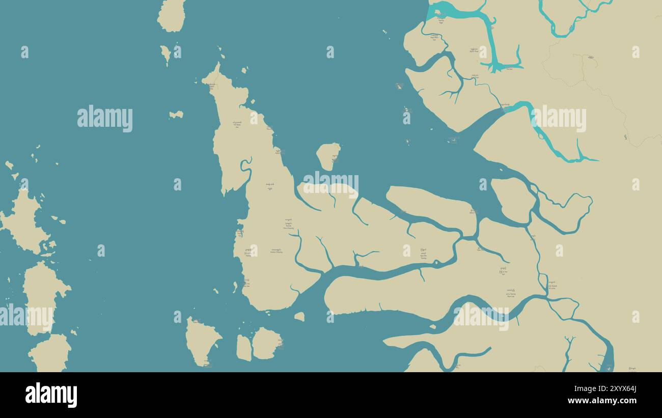 Sakhan Thit Kyun Island in the Andaman or Burma Sea on a topographic ...