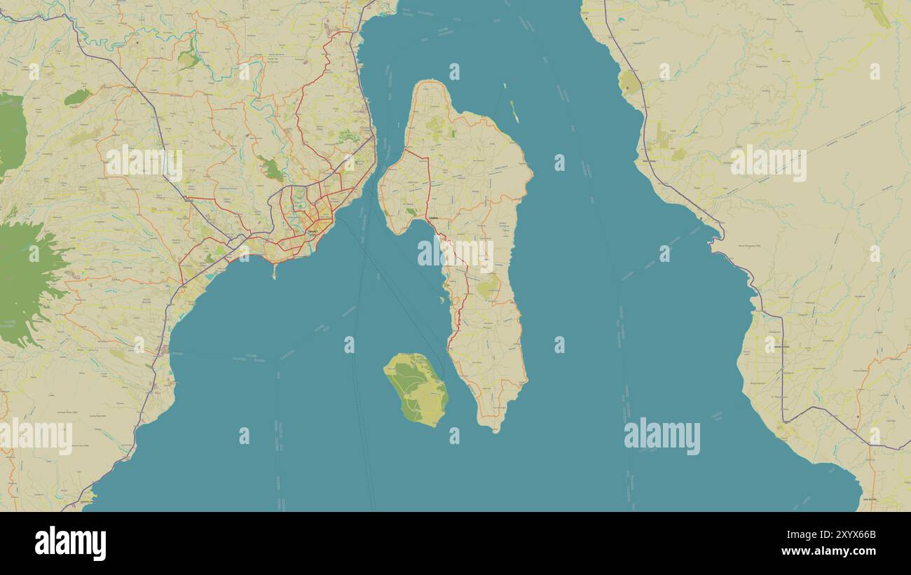 Samal Island in the Philippine Sea on a topographic, OSM Humanitarian style map Stock Photo - Alamy
