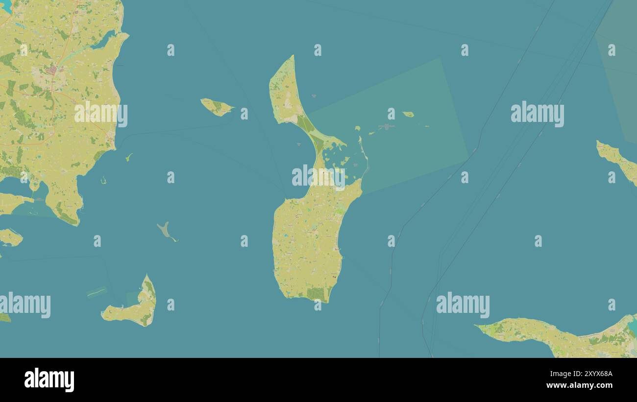 Sams Island in the Kattegat on a topographic, OSM Humanitarian style ...